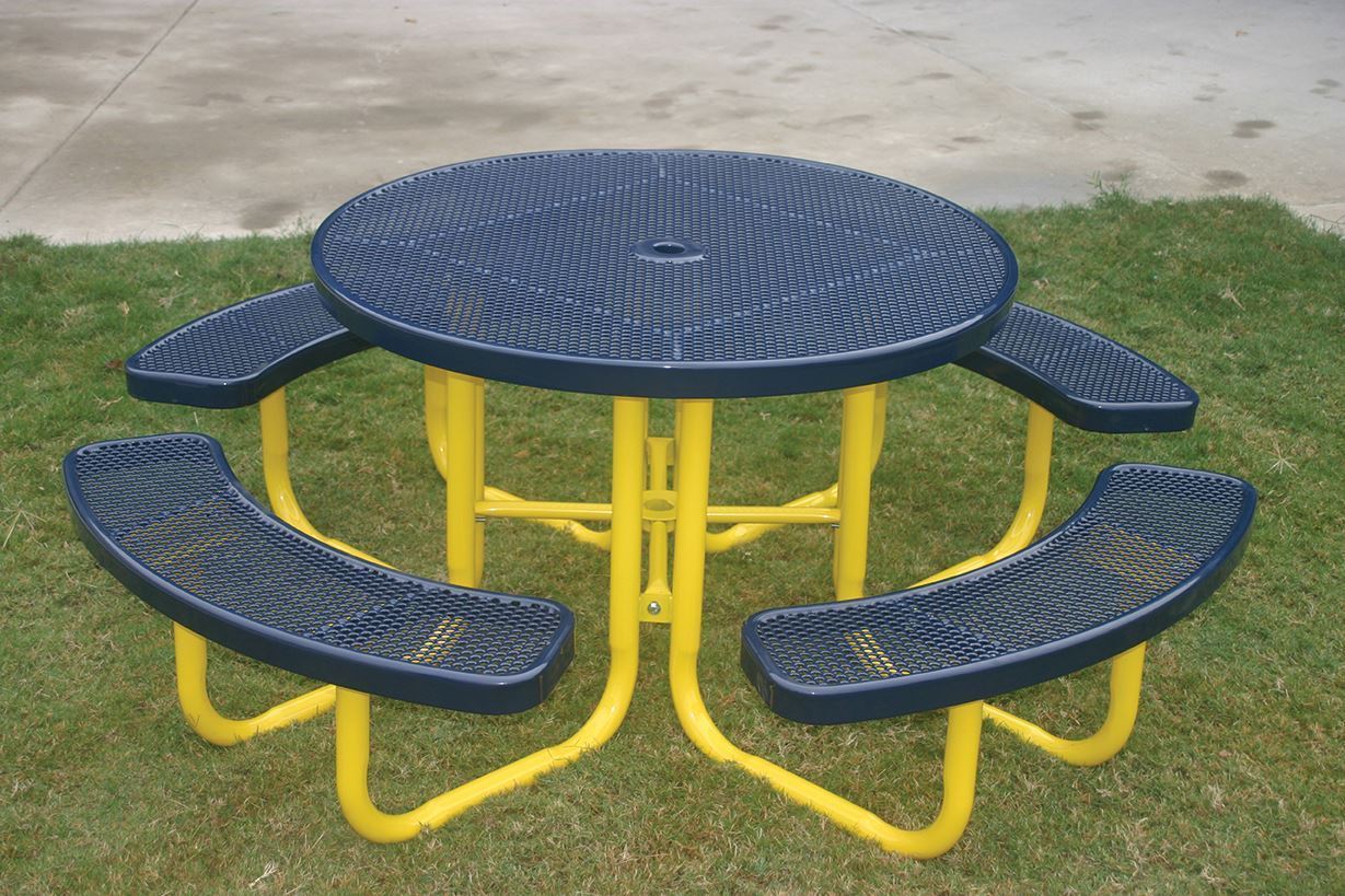 RHINO Round Thermoplastic Steel Picnic Table, Quick Ship, Portable ...