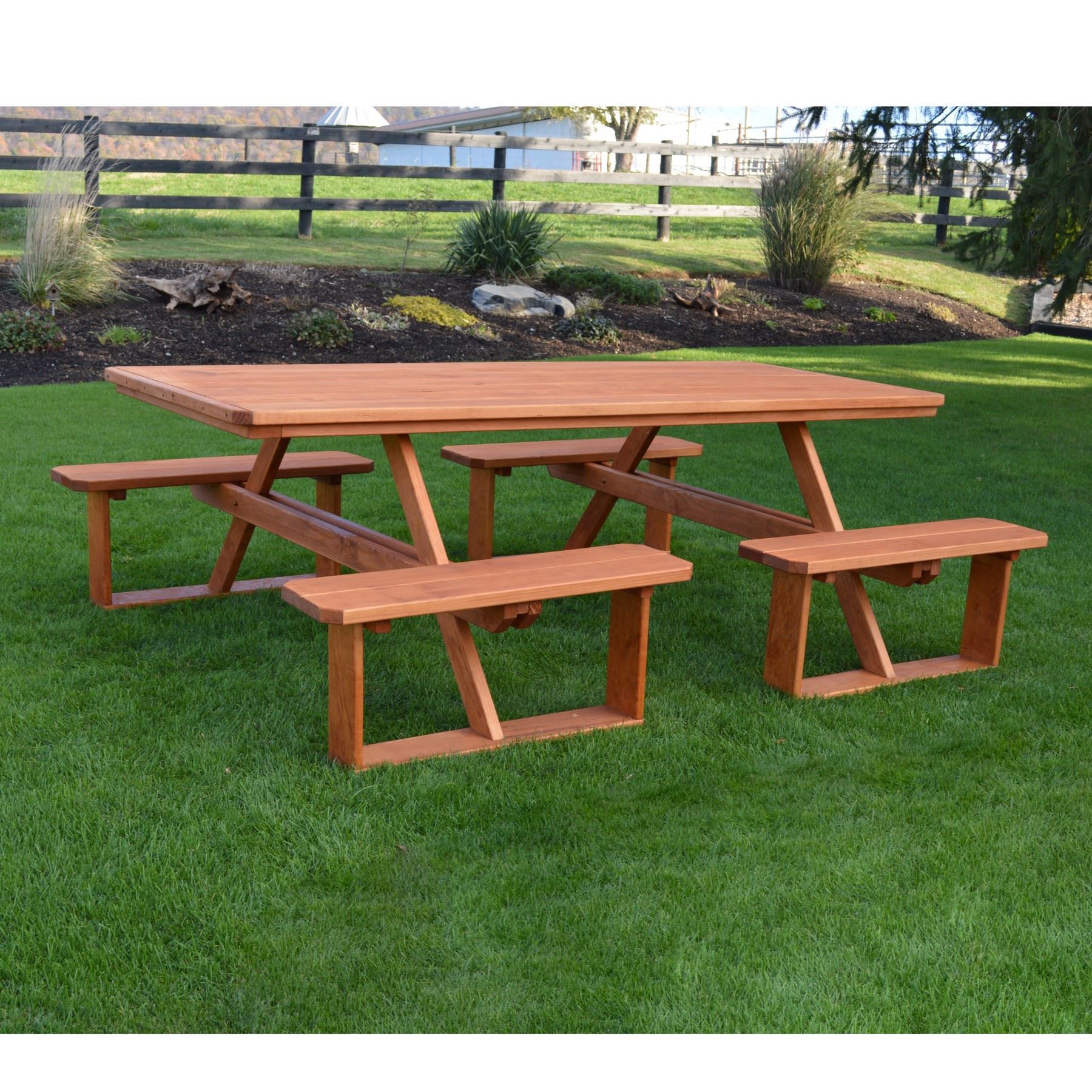 8 ft. Wooden Walk-in Picnic Table in Treated Pine or Cedar Lumber ...