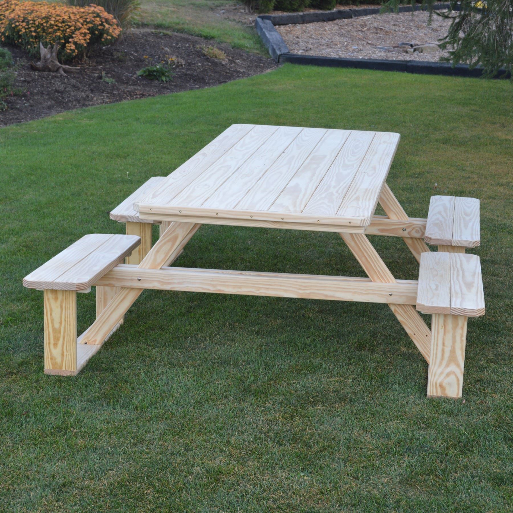 8 ft. Wooden Walk-in Picnic Table in Treated Pine or Cedar Lumber ...