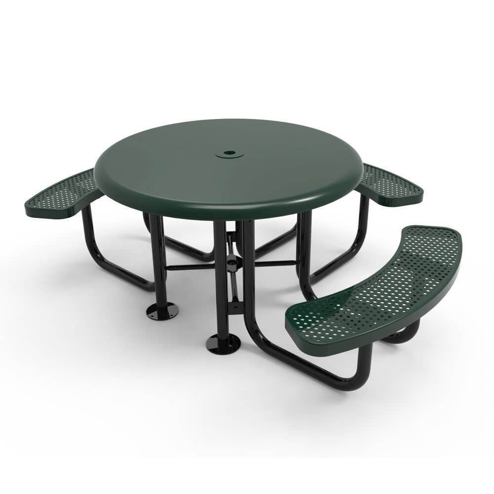 46" ELITE Round Solid Top Thermoplastic Steel Picnic Table - Picnic ...