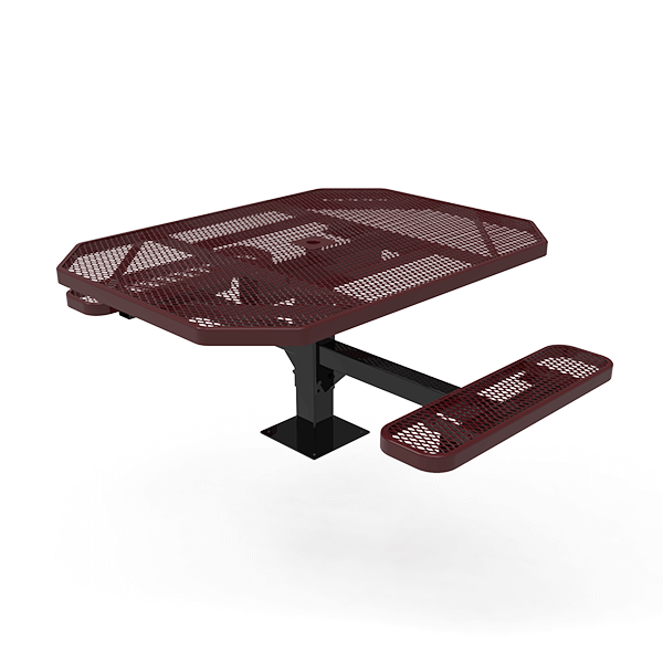 46" x 62” ADA ELITE 2-Seat Octagon Thermoplastic Pedestal Picnic Table ...