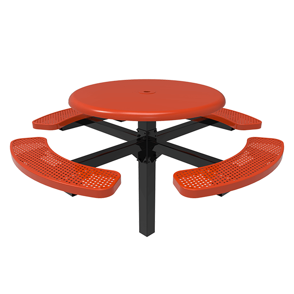 46" ELITE Solid Top Round Thermoplastic Steel Pedestal Picnic Table ...