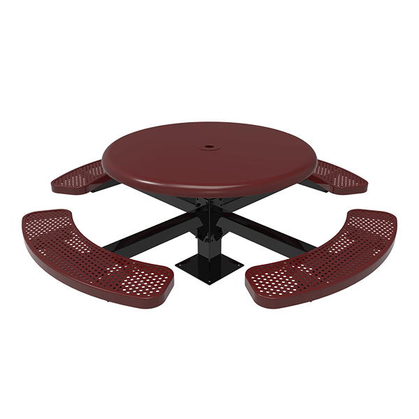 46" ELITE Solid Top Round Thermoplastic Steel Pedestal Picnic Table ...