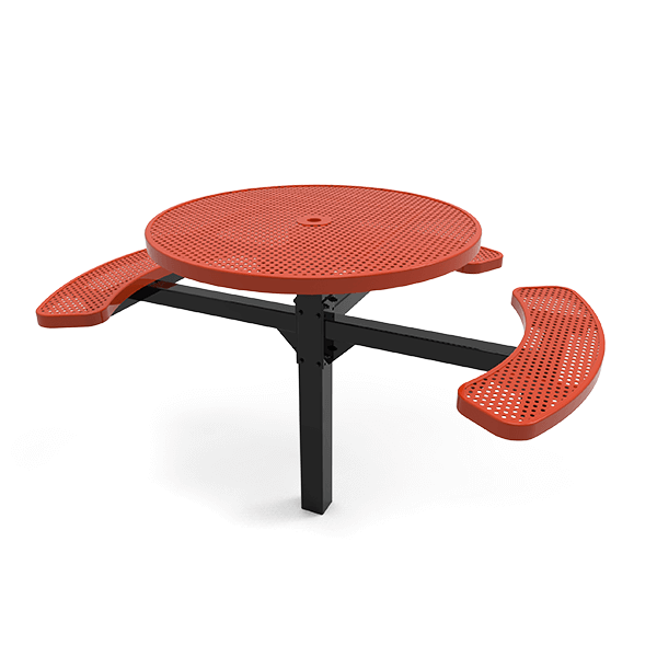 46" RHINO 3-Seat Round Thermoplastic Pedestal Picnic Table - Picnic ...