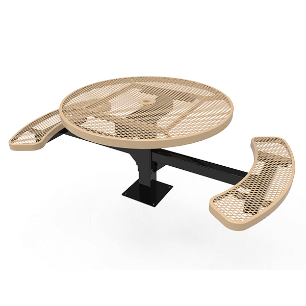 46" RHINO 2-Seat Round Thermoplastic Pedestal Picnic Table - Picnic ...