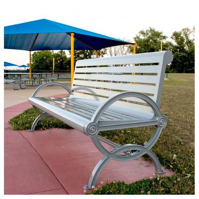 Gateway Cast Aluminum Backed Bench 4ft or 6ft | Picnic Table Supplier